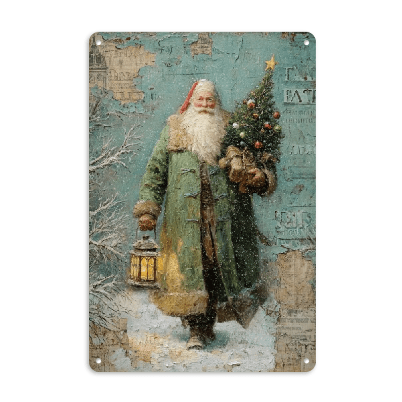2D Flat, 1pc Vintage Santa Claus Metal Wall Decor - Heavy-Duty Iron ...