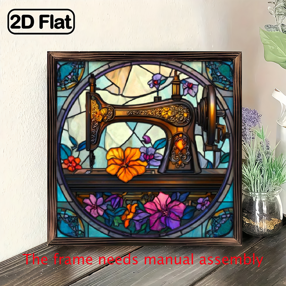 2D Flat, 1pc Vintage Sewing Machine Window Hanging - Heart-shaped with ...