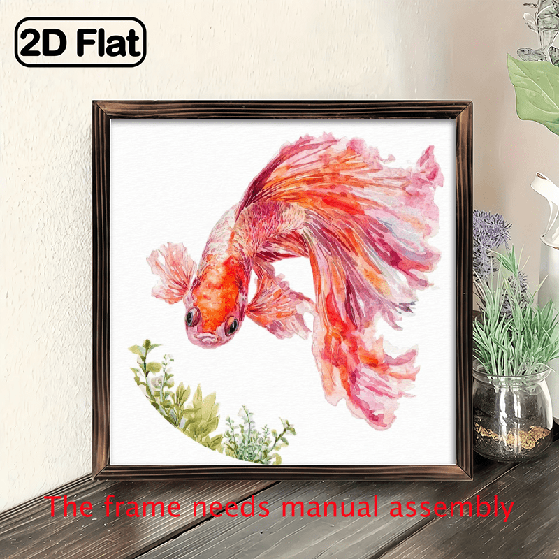 2D Flat, 1pc Vintage Watercolor Koi Fish Wall Art - 8x8 Inch Recycled ...