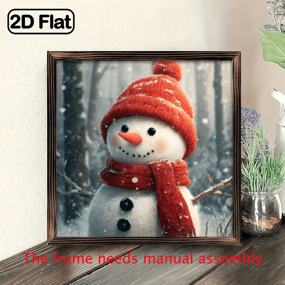 2D Flat, 1pc Vintage Winter Snowman Snow Forest Wall Decor - 8x8 Inch ...