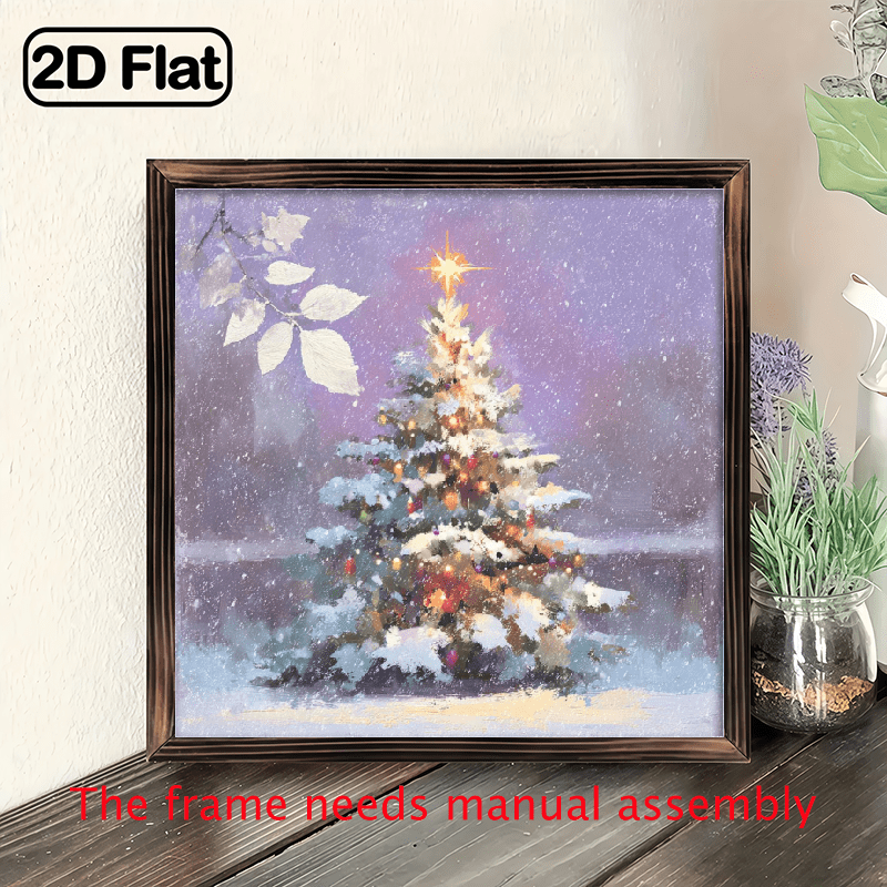 2D Flat, 1pc Vintage Winter Wonderland Snowy Christmas Tree with ...