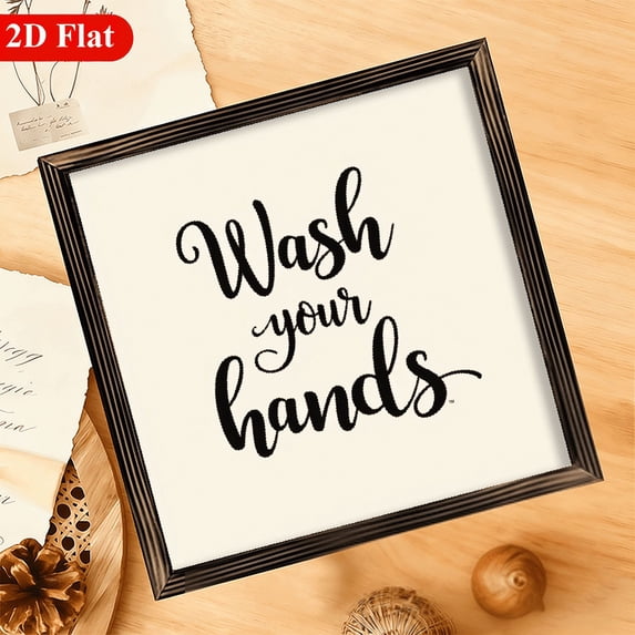 2D Flat, 1pc Wash Your Hands Sign - Rustic Recycled Frame Vintage ...