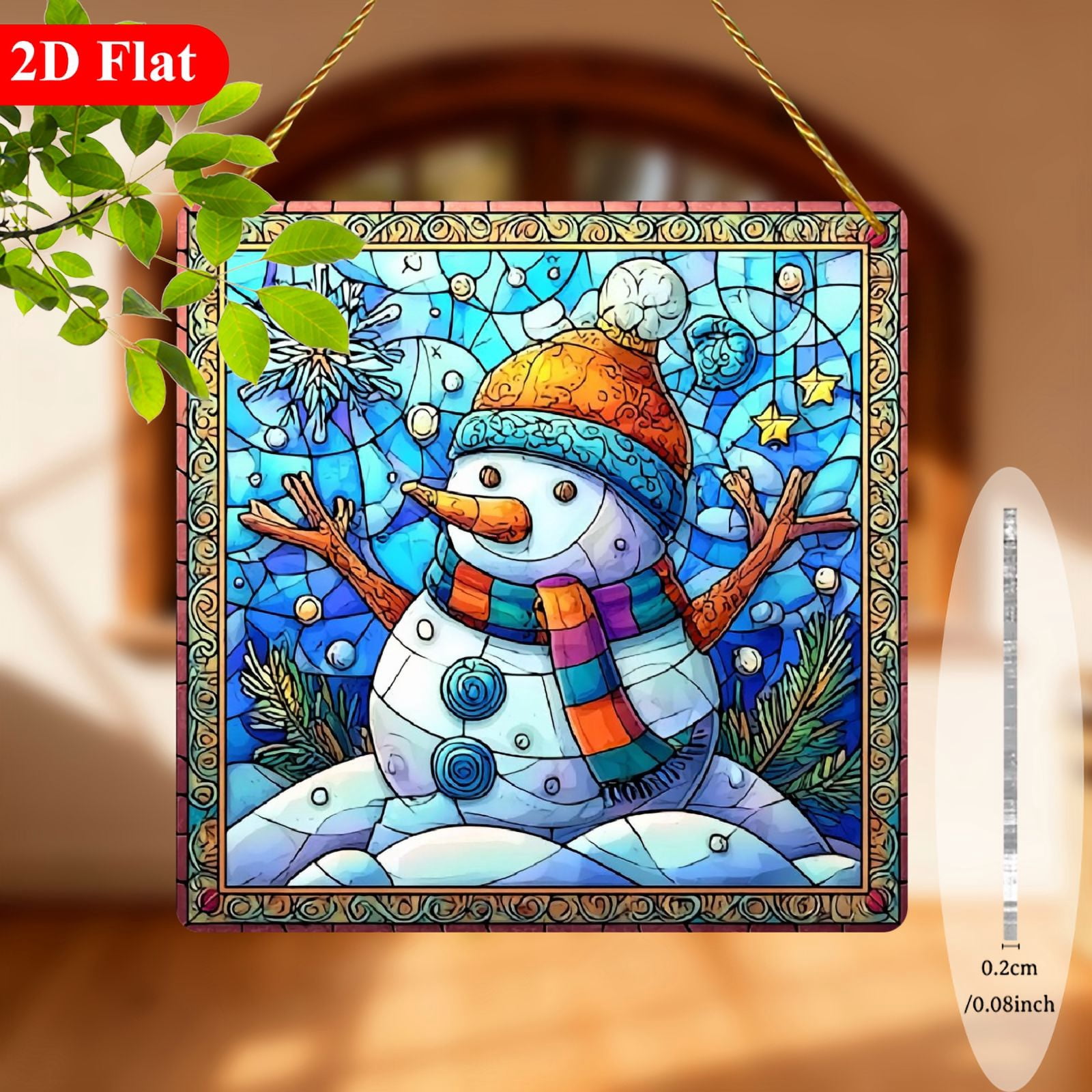 2D Flat, 1pc Winter Snowman Stained -Style Acrylic Sun Catcher Wall ...