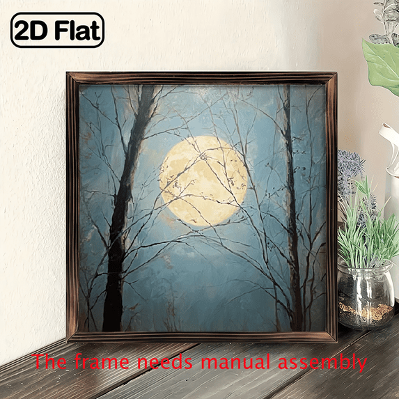 2D Flat, 1pc Wooden Framed Wall Art, 8x8 Inch, Decorative Sign,1pc ...