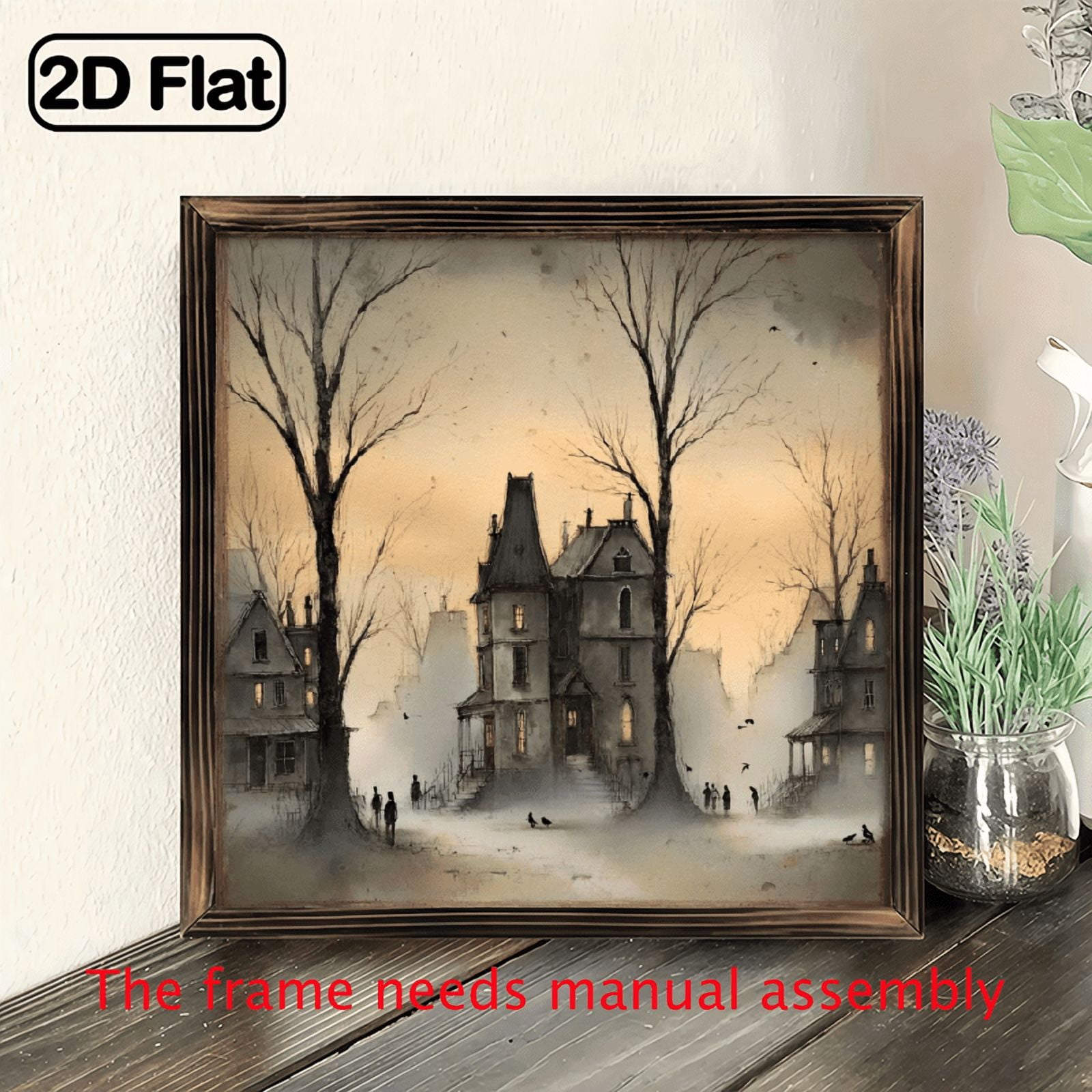 2D Flat, 1pc Wooden Framed Wall Art, 8x8 Inch, Decorative Sign, Plaque ...