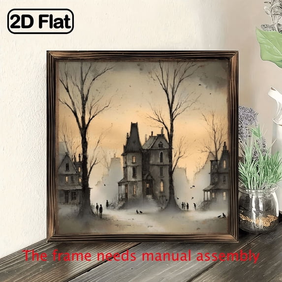 2D Flat, 1pc Wooden Framed Wall Art, 8x8 Inch, Decorative Sign, Plaque ...