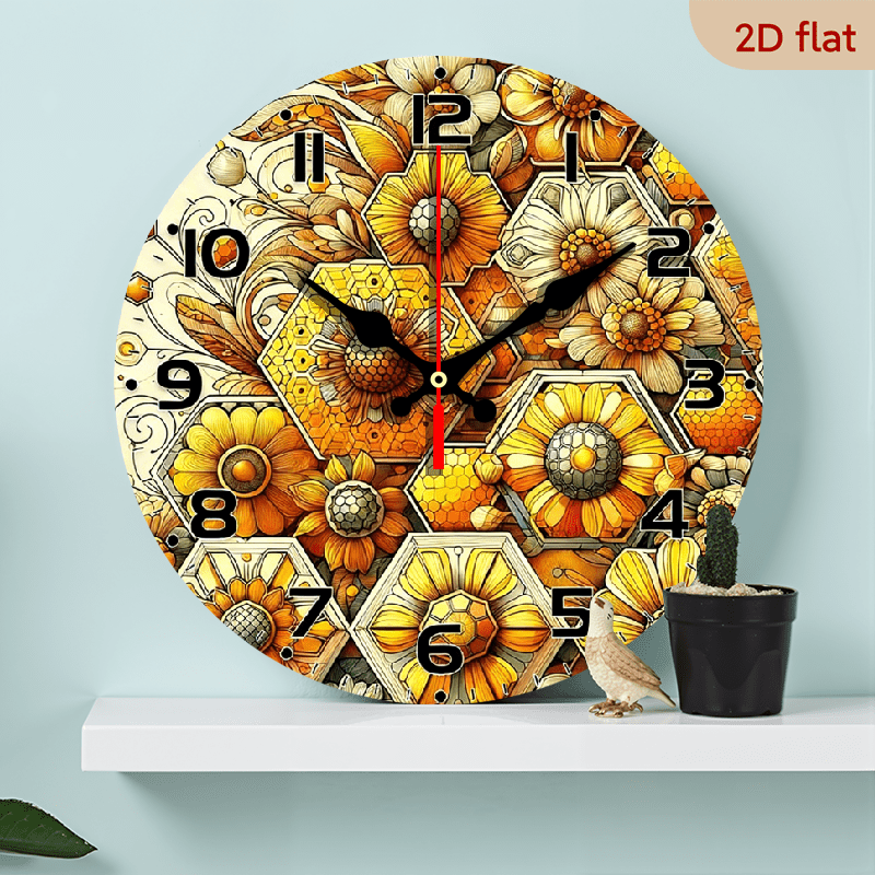 2D Flat, 1pc, Yellow beehive Backdrop Clock - 10inch Wood Veneer Europe ...