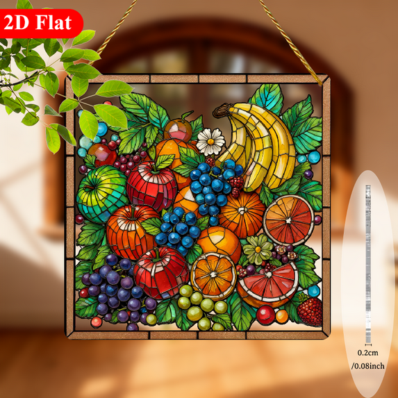 2D Flat - 1pc of Colorful Cartoon Square Suncatcher with a Fruit Theme ...