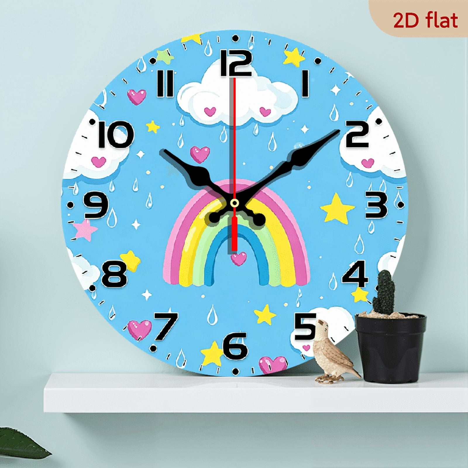 2D Flat, 1pc, rain Backdrop Clock - 10-Inch Wood Veneer Europe and ...