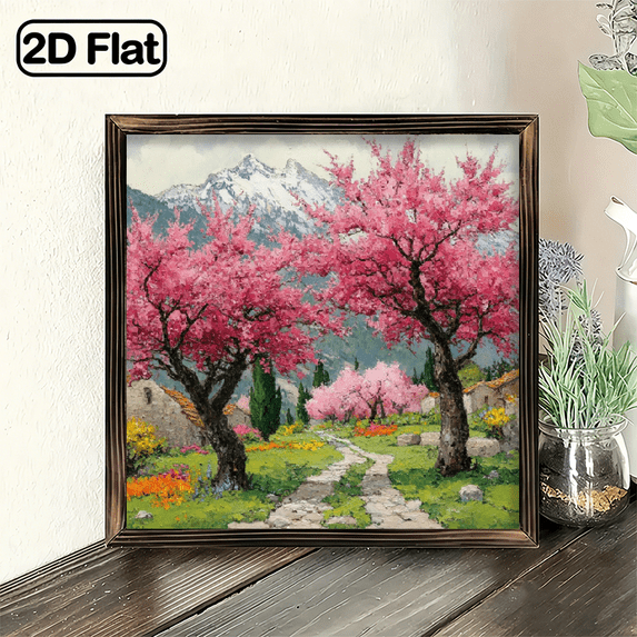 2D Flat, 1pc wooden frame 8x8 Inch Hanging Home Decor Sign, Cherry ...