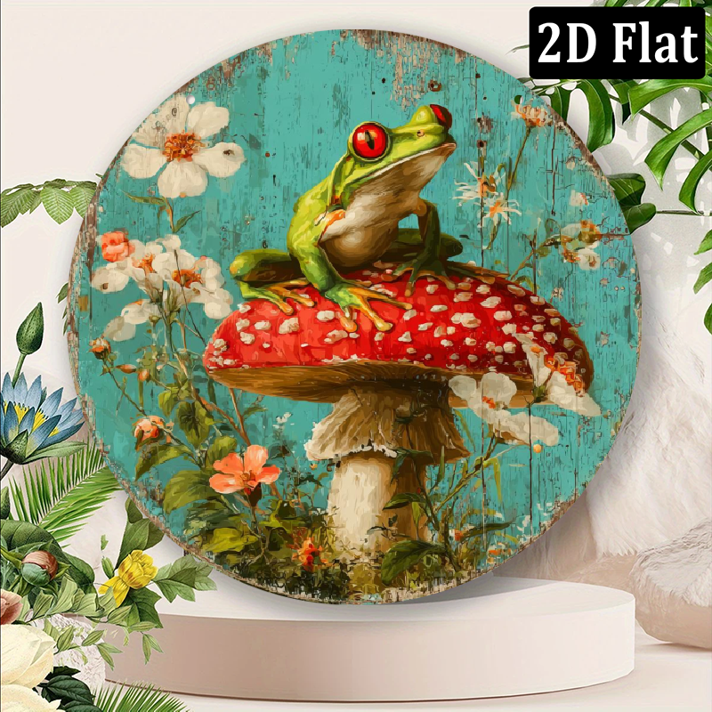 2D Flat, 1pcVintage Frog Mushroom Metal Sign, Childlike Fairy Tale 8 ...