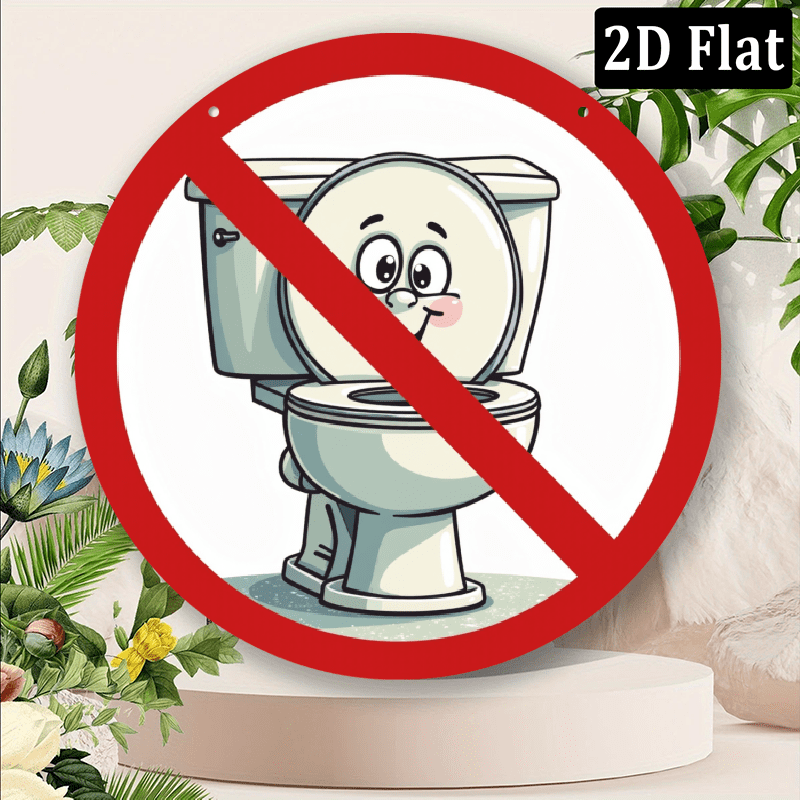 2D Flat, 1pcWall Art Round Sign, 20cm (8 inches), Round Decor, Warning ...