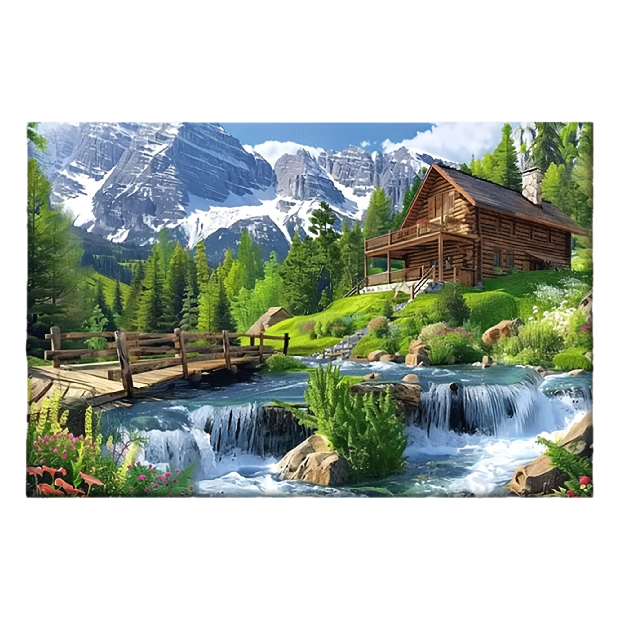 2D Flat, 1pcs, 2D Flat Canvas Painting--Unframed, Countryside Snowscape ...