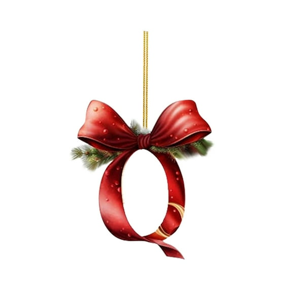 2D Flat 26 Letter Christmas Ornaments with Swan Bow Design for Christmas Tree Decorations, Home ...