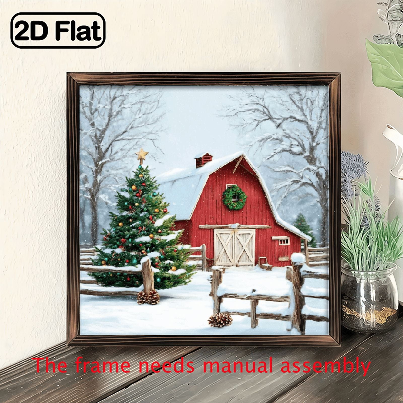 2D Flat, 2D FLAT Wall Pediments1pcs Wooden Sign, 8x8inch Rustic Red ...