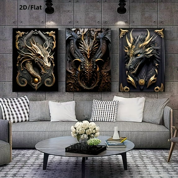 2D Flat, [2D Flat] 3pcs 15.7*23.6in/40cm*60cm Frameless Abstract Black ...