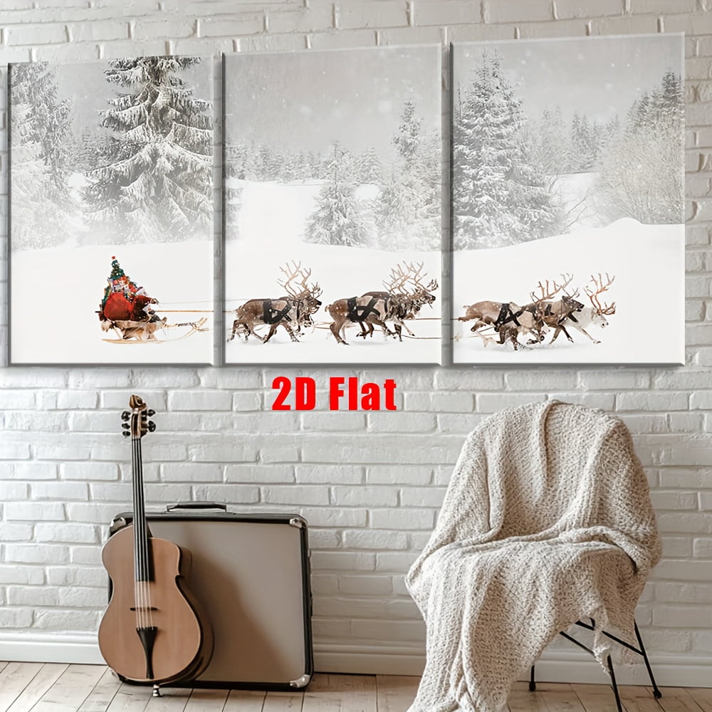 2D Flat, 2D/Flat, 3pcs/set, canvas paintings-frameless, Winter ...