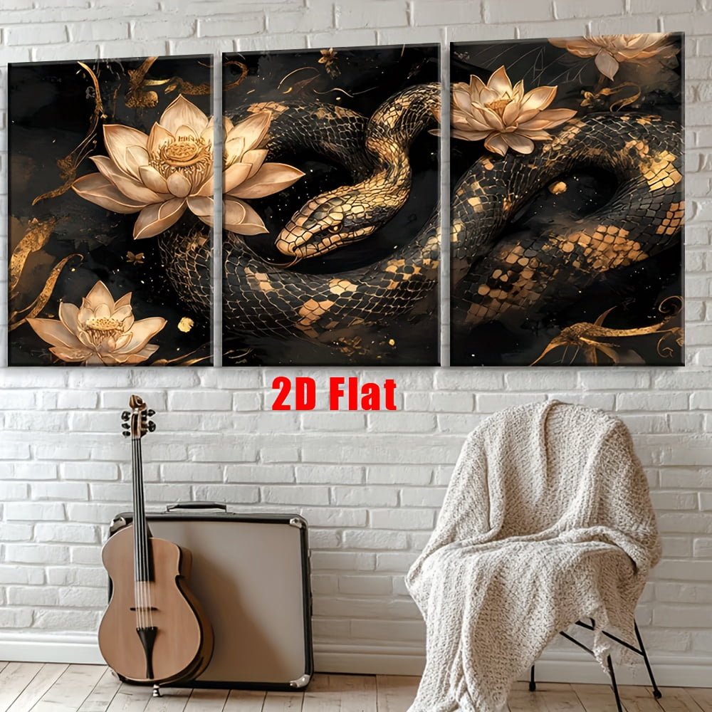 2D Flat, 2D/Flat, 3pcs/set, canvas paintings-frameless, flowers on wall ...