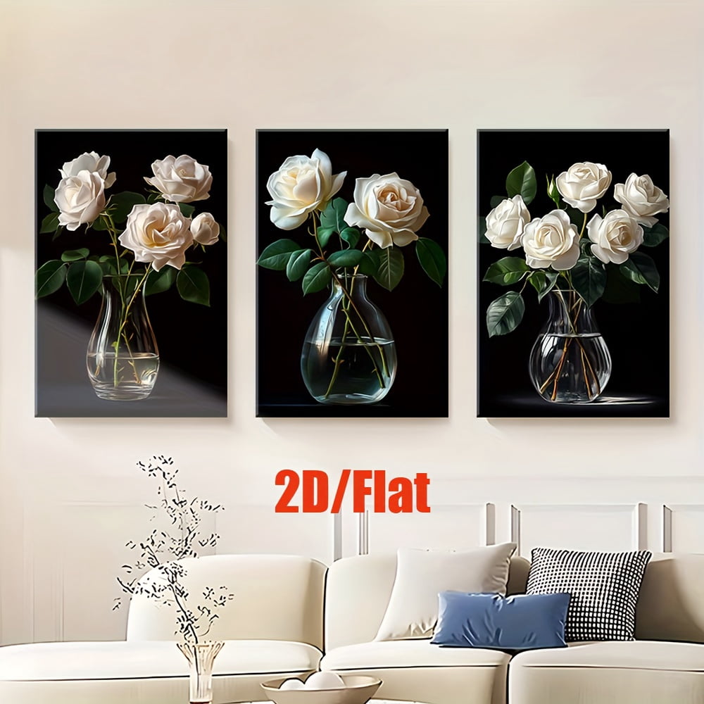 2D Flat, 2D Flat[JIT]3pcs/set, Canvas paintings-frameless, Two white ...
