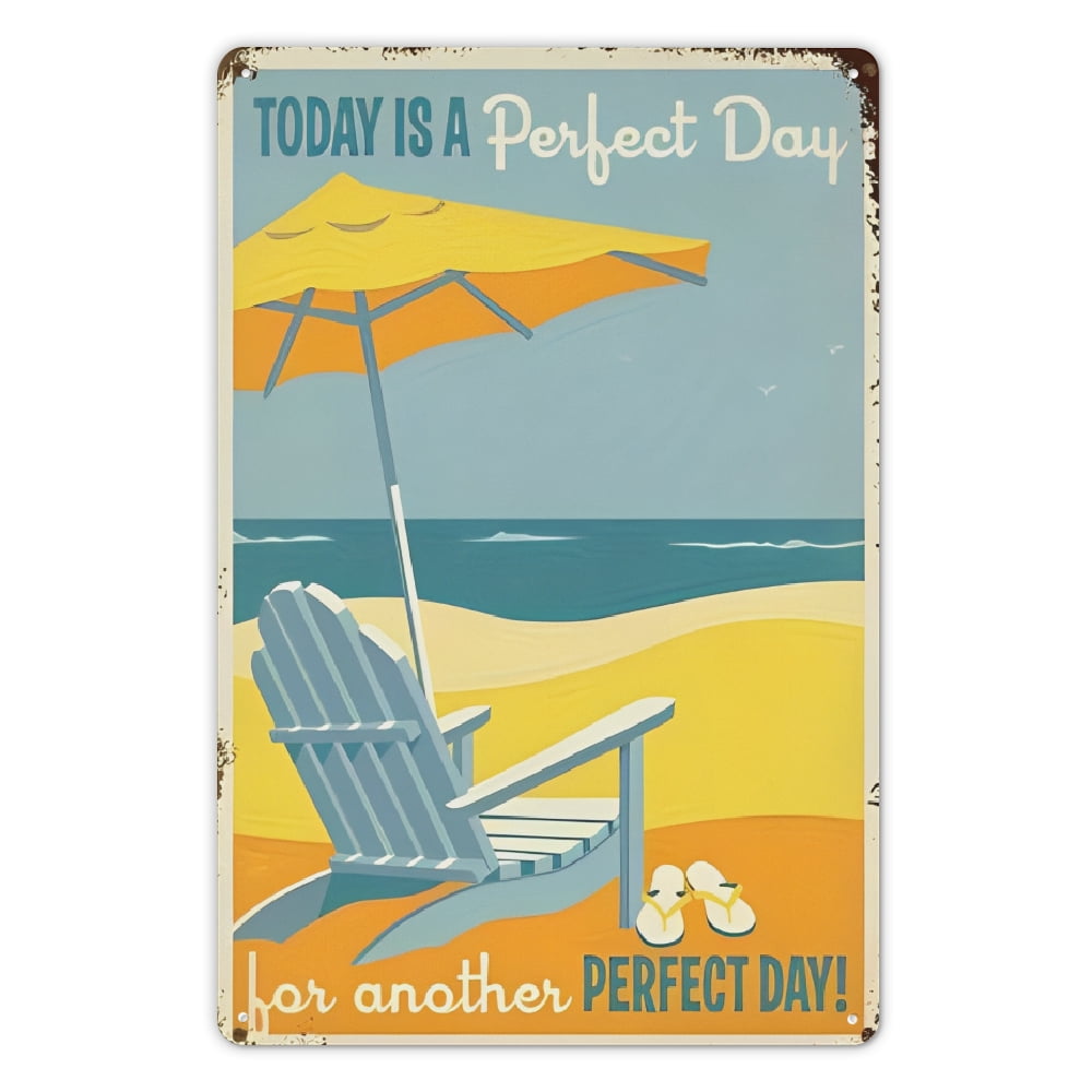 2D Flat, 2D Flat Vintage Style Metal Sign, Summer Retro Decorative Sign ...