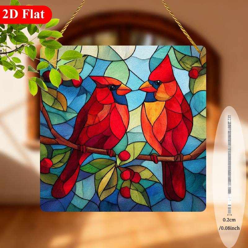 2D Flat, 2D Flat1pcs Cardinal Couple 8 Inch Cute Cartoon Sun Catcher ...