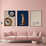 2D Flat, 2D Frameless Canvas Art, 3pcs Living Room Decor Set, Navy Blue ...