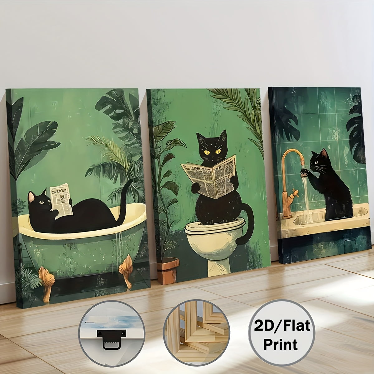 2D Flat, 3pcs 2D/Flat print, Framed canvas painting and poster, Ready ...