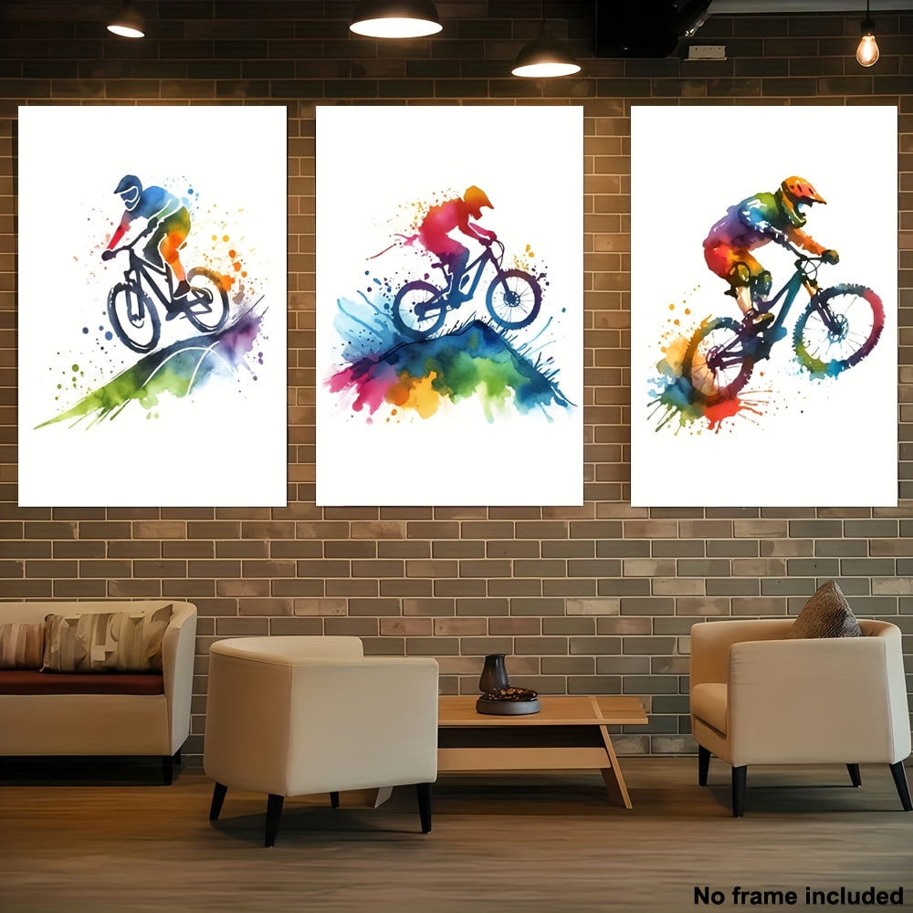 [2D Flat] 3pcs, 2D Frameless Canvas Art, Three-Piece Living Room Decorative Prints, 3pcs ...