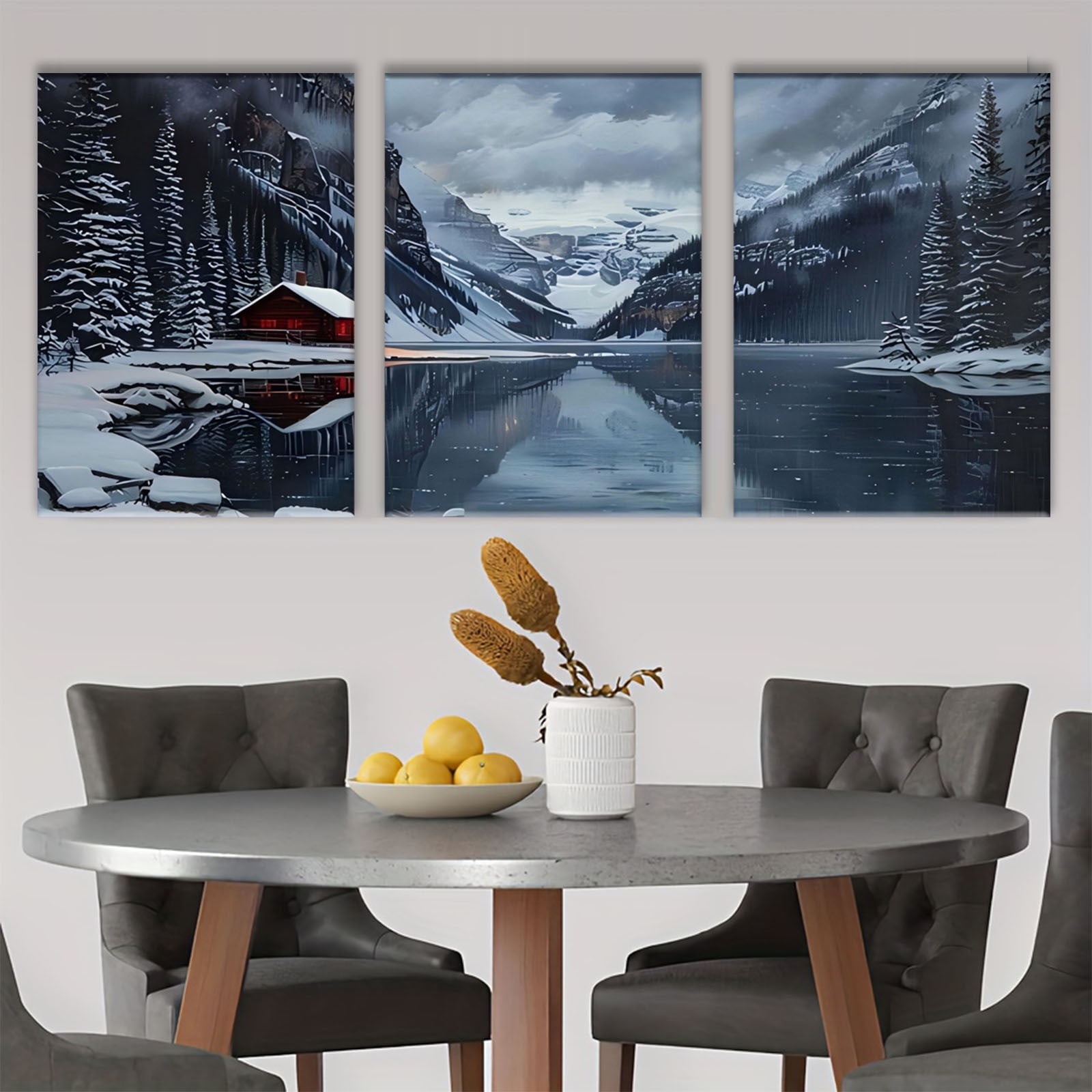 2D Flat, 3pcs 2D3pcs Canvas Painting Set with Wooden Frame- Fabric ...
