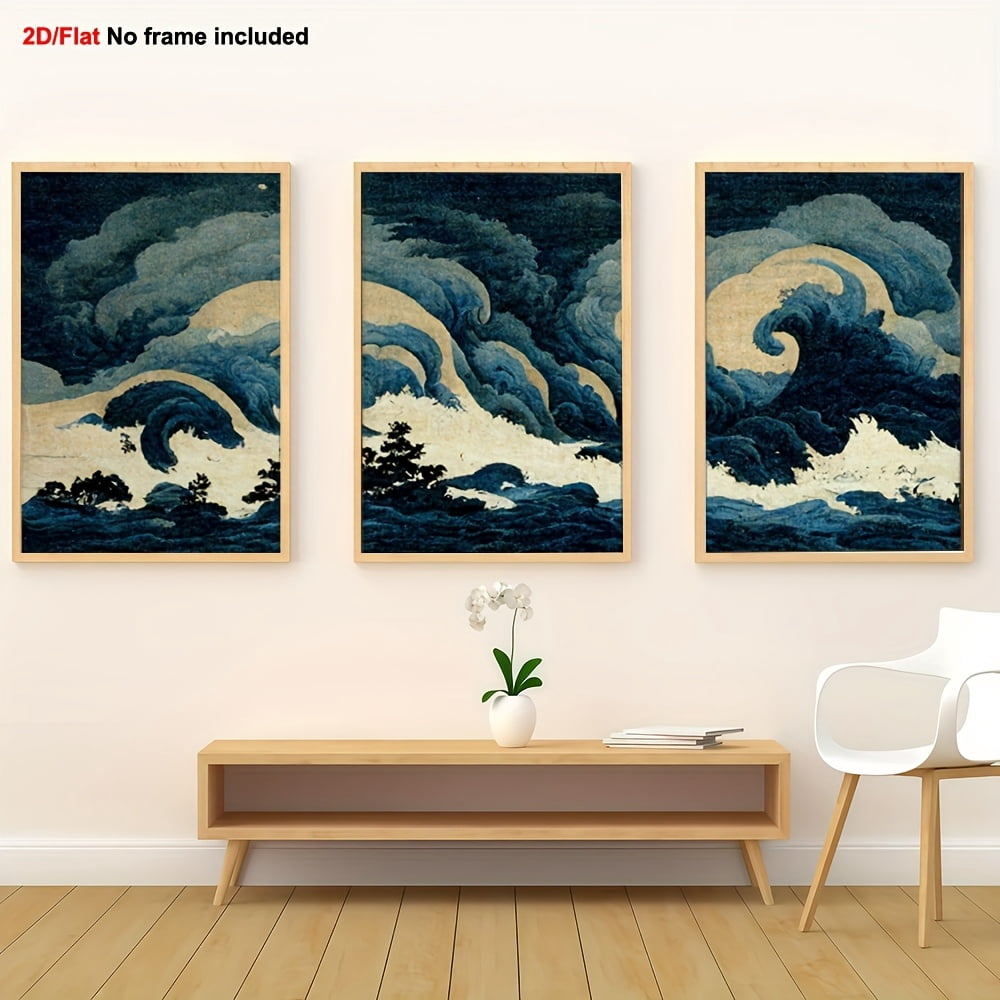 [2D Flat] 3pcs, Decorative Painting, 2D Flat Frameless Canvas Art ...