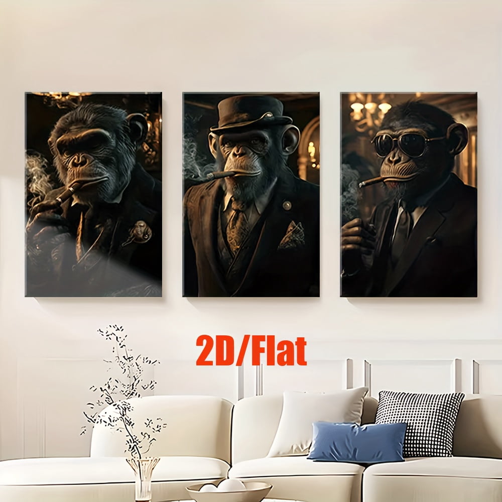 2D Flat, 3pcs Frameless Canvas Art Set - Classic Style, Encaustic ...