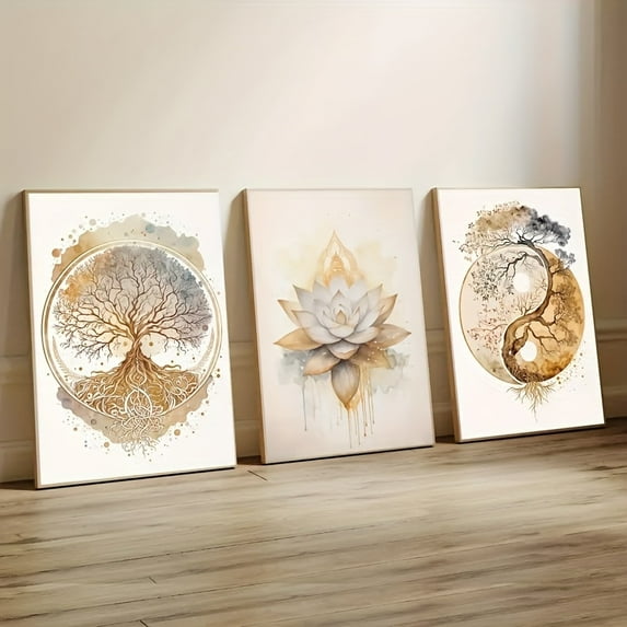 [2D Flat] 3pcs Modern Decorative Art Canvas Posters - Tree of Life and ...