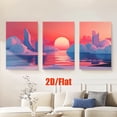 2D Flat 3pcs/Set, 2D Flat, Scroll Poster, A Sunset Scene with Iceberg ...