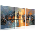 2D Flat, 3pcs Super Cool City Abstract Canvas Art Triptych, Wall Decor ...