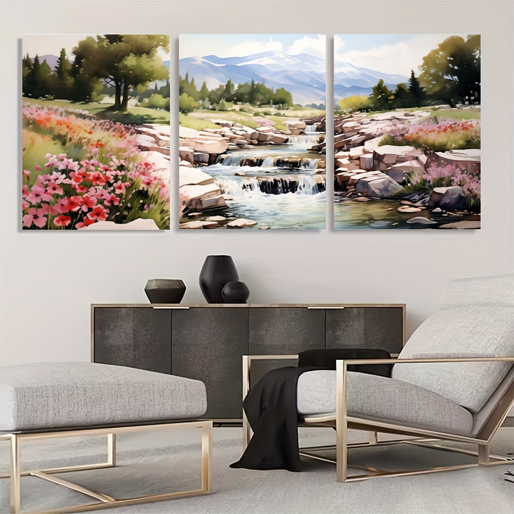 2D Flat, 3pcs Utah Mountain Landscape Wall Art Set - Vintage Bohemian ...