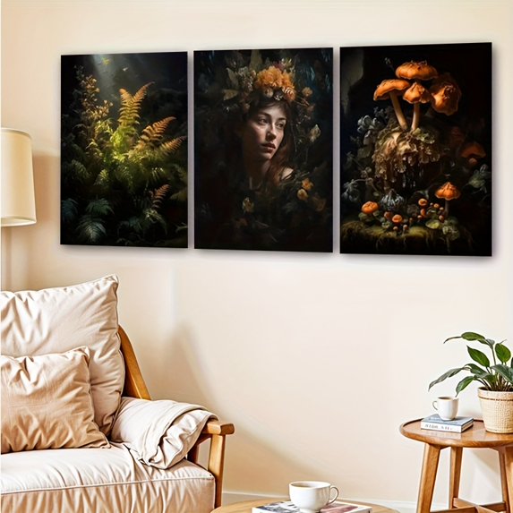 2D Flat, 3pcs set of decorative paintings, 2D frameless canvas art ...