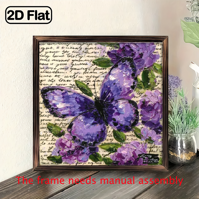 2D Flat, 8-inch Square Wooden Framed Newspaper Butterfly Wall Art ...