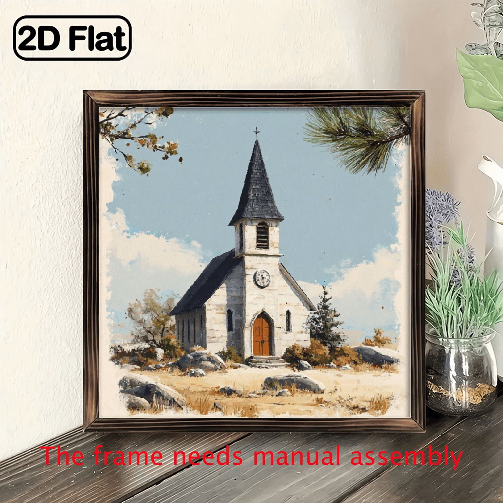 2D Flat, 8x8 Inch Modern Country Woodblock Print Wall Art - Autumn ...