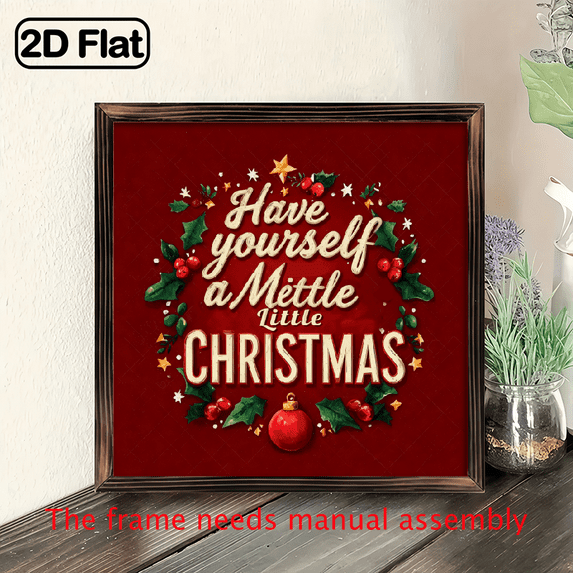2D Flat, 8x8 Inch Wood Christmas Wall Sign Have Yourself a Merry Little ...