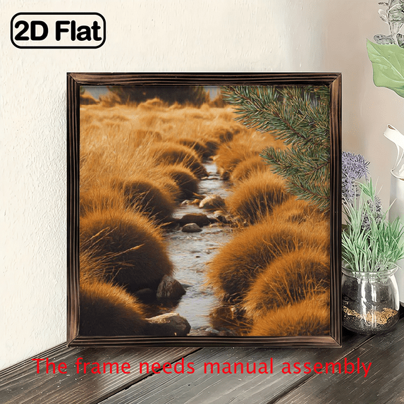 2D Flat, 8x8 Inch Wooden Frame Wall Art Print - Serene Nature Scene ...