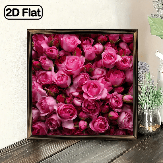 2D Flat,8x8 Inch d Decor Plaque, Pink Rose Floral Decorative Sign for ...