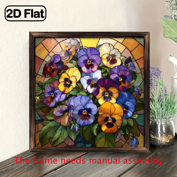 2D Flat, ACRYLIC Vibrant Floral Acrylic Sun Catcher - 8x8in Hanging ...