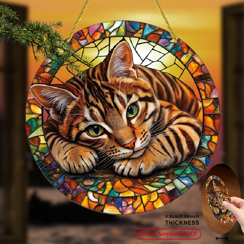 2D Flat Acrylic, Casual Little Tabby Cat Suncatchers, Garden ...