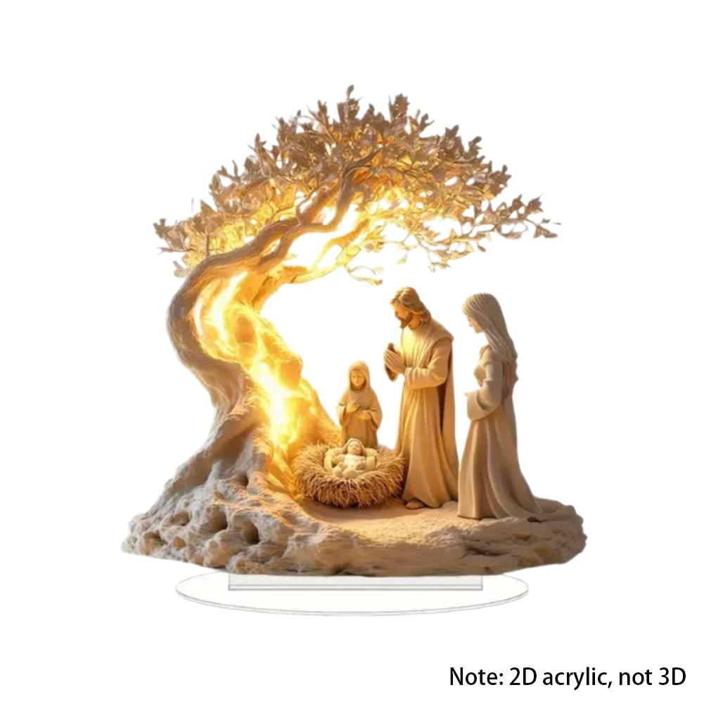 2D Flat Acrylic Christmas Nativity Scene Tabletop Ornament, 7.88x7.88 ...