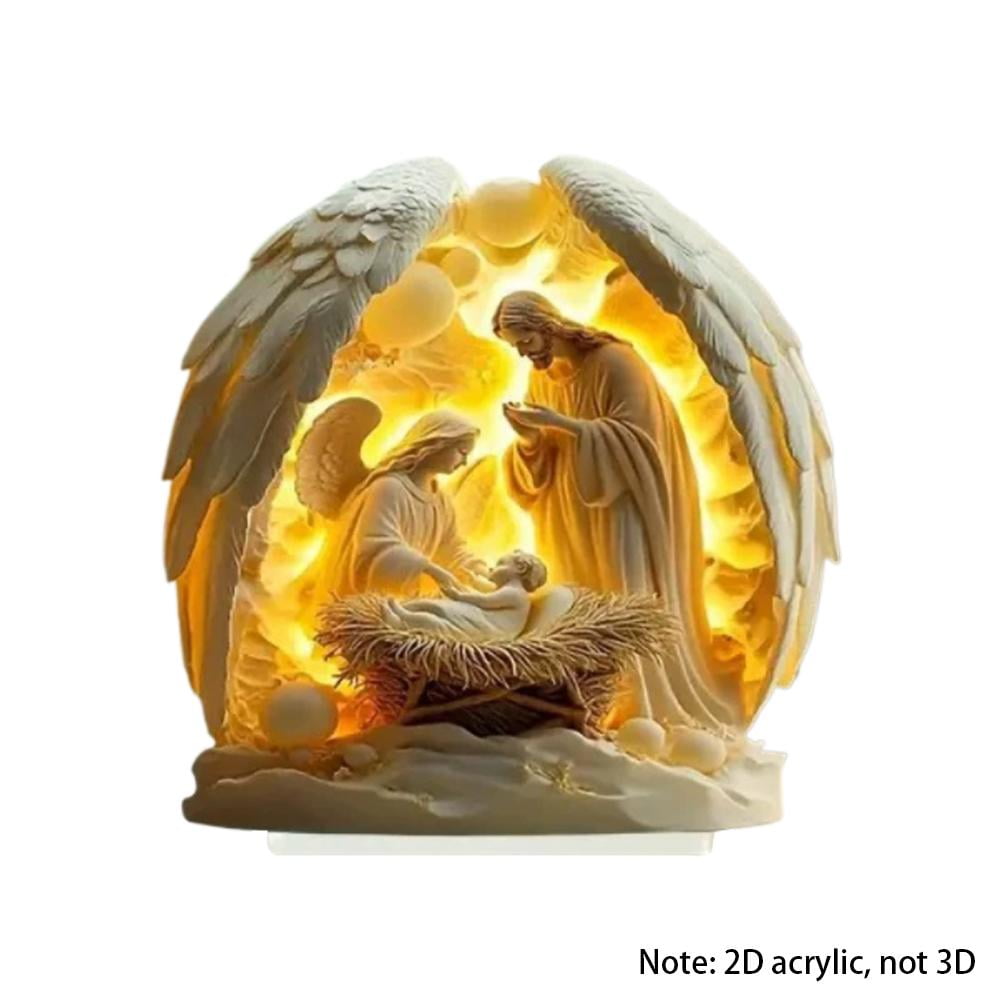 2D Flat Acrylic Christmas Nativity Scene Tabletop Ornament, 7.88x7.88 ...