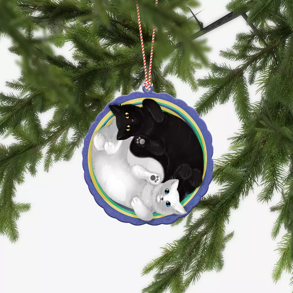 2D Flat Acrylic Christmas Ornament Cat Christmas Tree Ornament, Cat ...