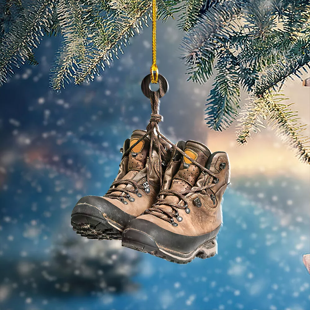 2D Flat Acrylic Christmas Ornament Hiking Boots Christmas Ornament ...