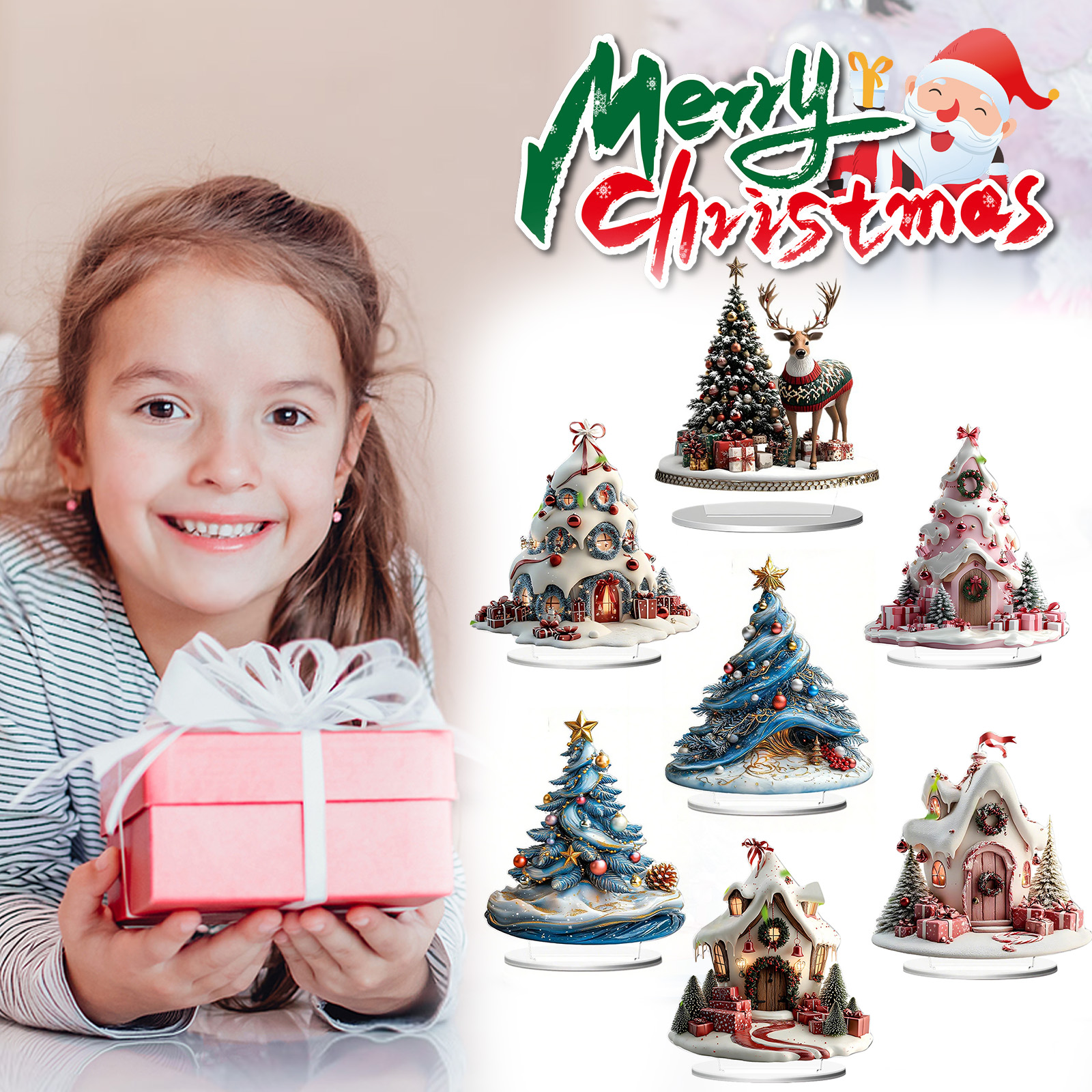 2D Flat Acrylic Christmas Tree Decoration, Home Living Room Holiday ...