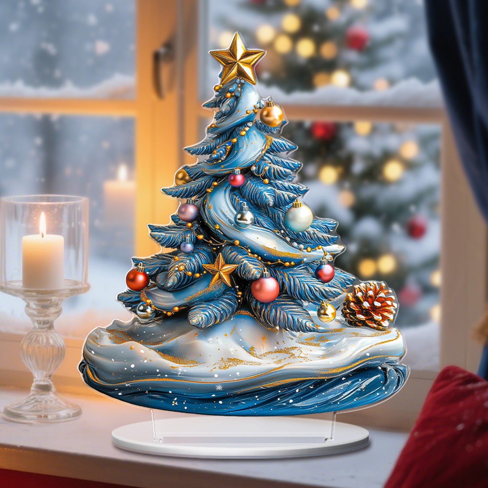 2D Flat Acrylic Christmas Tree Ornament - Holiday Desktop Decor ...