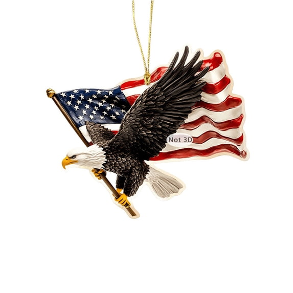 2D Flat Acrylic Eagle Flag Patriotic Pendant, Glossy Car Interior ...